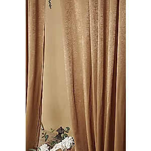 Cytdkve 2 Panels 4.8 Feet x 10 Feet Gold Brown Velvet-Like Wedding Backdrop Curtain Drapes, Silky Soft Window Curtains Panels for Wedding Ceremony Birthday Party Decorations