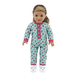 Emily Rose 18 Inch Doll PJs Pajamas Gift Set | 18" Doll Sleeping Clothes - 2 PC Set, with Fun 18-in Doll Lamb Slippers! | Gift Boxed! | Compatible with 18-inch American Girl Dolls