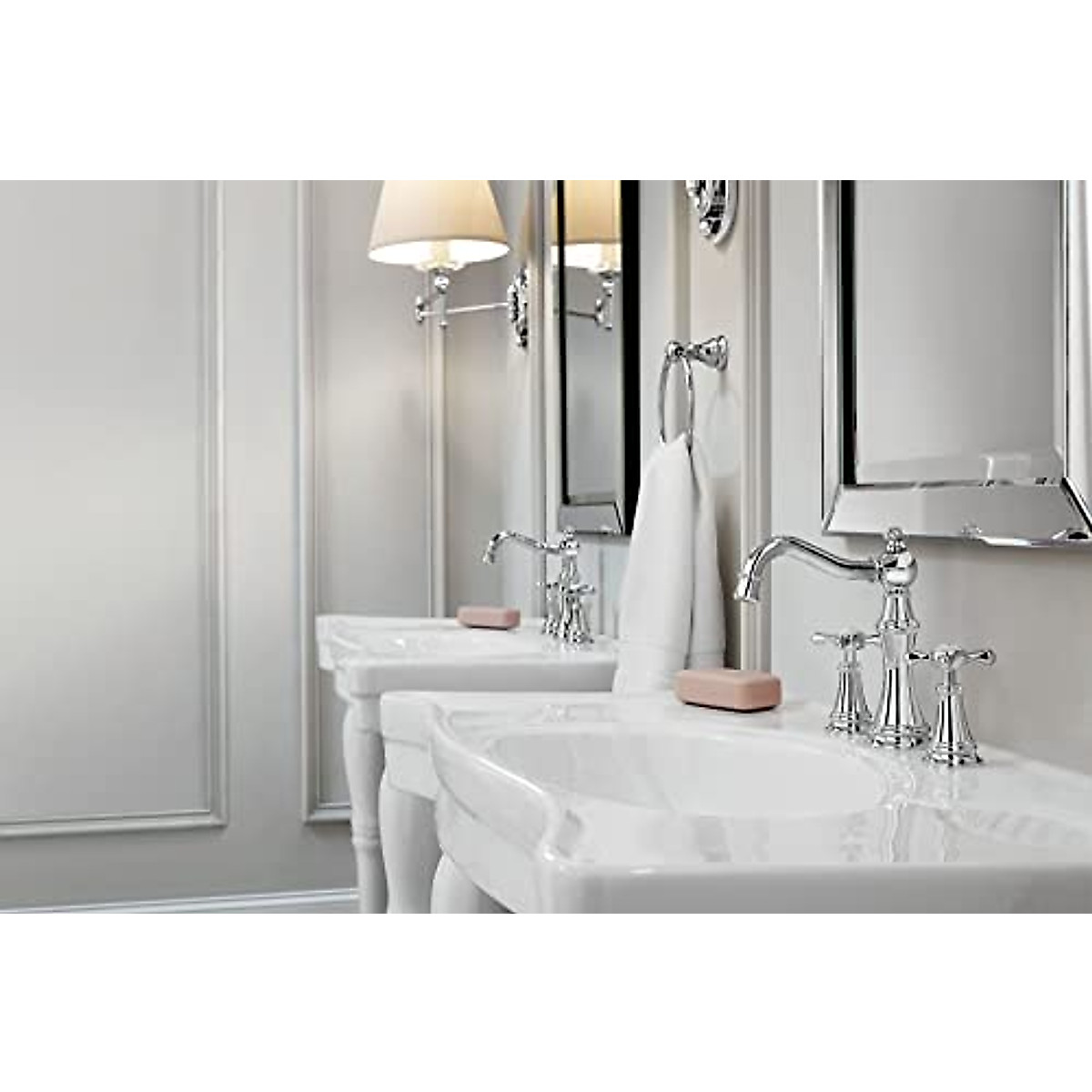 Moen Weymouth Chrome Two-Handle High-Arc Widespread Bathroom Faucet, Valve Sold Separately, TS42114, 0.5