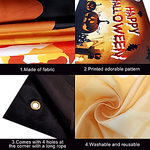 KatchOn, Haunted Happy Halloween Backdrop - XtraLarge, 72x44 Inch | Scary Pumpkin Happy Halloween Banner for Halloween Decorations Outdoor | Halloween Pumpkin Backdrop for Halloween Party Decorations