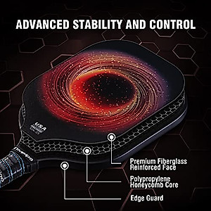 niupipo Pickleball Paddle, USAPA Approved Pickleball Paddle with Fiberglass Face, Protective Cover, Ultra Cushion, Polypropylene Honeycomb Core, 4.8-Inch Grip, Lightweight