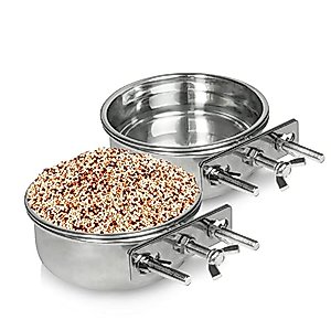 Food Grade Bird Feeder Bowl Cage Feeder, Quick Lock Cage Hanging Bowls for Small Animals and Birds-2 Packs