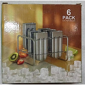Baffect Metal Popsicle Moulds, Set of 6 Round Head Stainless Steel Ice Lolly Molds with Holder, Fast Freezing Ice Cream Makers with Lollipop Sticks and Bags