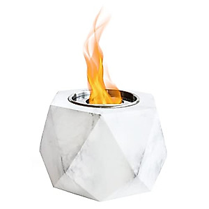 Kate's Home Portable Tabletop Fire Pit | Concrete Bowl Fireplace for Outside and Inside Rubbing Alcohol Mini Solo Bonfire Burning Pot Personal Smores Maker Stone Decor Patio, Balcony (fb101)