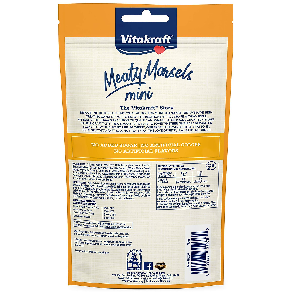 Vitakraft Meaty Morsels Mini Treats for Dogs - Chicken with Sweet Potatoes - Super Soft Dog Treats for Training - Two Layers of Gently Oven-Baked Meaty Goodness - Multi Pack of 4