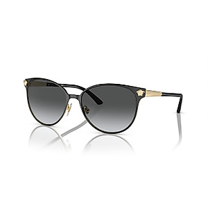 Versace Woman Sunglasses Black/Pale Gold Frame, Grey Gradient Lenses, 57MM