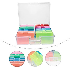 Parliky 1 Set Craft Photo X Organizer Plastic Cases Containers Photos Container Individual Case Diamond Art Project Storage Portable Stickers Clear Practical Accessory Inch for Keeper