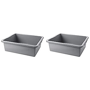 Rubbermaid Commercial Products Standard Bus/Utility Box, 7.125-Gallon, Gray, Heavy Duty Plastic Restaurant Tub/Dish Washing Box for Kitchen Organization/Storage, Plastic Box (Pack of 2)