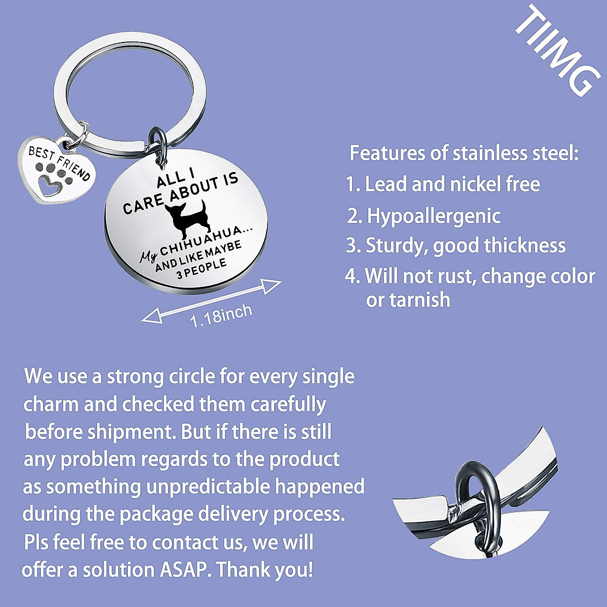 TIIMG Chihuahua Dog Keychain Chihuahua Mom Dad Gift Pet Dog Lover Gift Gift for Chihuahua Love (All care chihuahua)