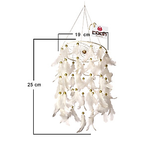 Rooh Dream Catcher ~Classic White Light ~ Handmade Mandala Hangings for Positivity (Use as Home Decor Asscent, Wall hangings, Garden, Outdoor, Bedroom, Christmas, Thanks Giving, Valentines) (Large)