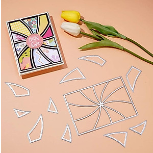 Rectangle Grid Frame Cutting Die Cuts, DIY Crafts Template Stitched Whirl Rectangle Frame Scrapbook Cards Cutting Dies Cut Stencils for DIY Embossing Card Making Decorative Paper Dies Scrapbooking