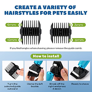 Pet Grooming Clippers 200W LuzRise (118'' Power Cord Plug-in, Stepless Speed Control, Low Noise< 50db, Heavy-Duty Commercial Grade, with Extra Blade & 2 Guide Combs of 4 Sizes, for Dog, Cat and More)