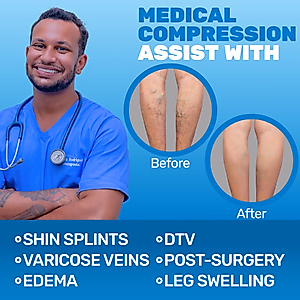 ABSOLUTE SUPPORT Womens Opaque Compression Stockings 20-30 mmHg Knee Hi for Airplain, Work, Running, Hiking, Sports, Workout, Nurse, Travel, Flight, Cooking Beige, X-Large