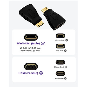 VCE Mini HDMI to HDMI Adapter, 4K HDMI Female to Mini HDMI Male Adapter, Gold Plated Connector Compatible with Raspberry Pi, Camera, Camcorder, DSLR, Tablet, Video Card