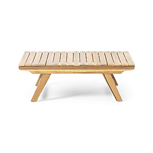 GDFStudio Outdoor Wooden Coffee Table, Teak Finish