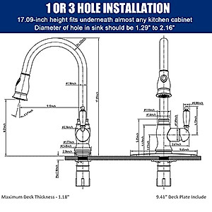 Kitchen Faucet with Pull Down Sprayer Oil Rubbed Bronze, SonTiy High Arc Single Handle Kitchen Sink Faucets with Deck Plate, Commercial Pull Out Faucets for Kitchen Sink, Solid Brass