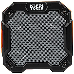 Klein Tools AEPJS3 Bluetooth Jobsite Speaker With Magnet and Hook, 20-Hr Run Time, Charge Devices Via USB A or C Ports, Daisy Chain for Pairing, Hands Free Capable, IP54 Dust and Water Resistant