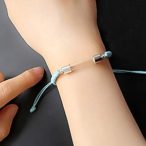 2PCS Fillable Glass Vial Bracelets Keepsake Urn Bracelts for Ashes Glass Urn Bracelets for women(Blue Bracelet)