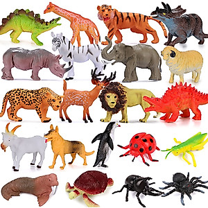 40PCS Large Animals Figures Toys Realistic Farm Animals Wild Zoo Animals Dinosaur Insect Sea Animals Figures Preschool Learning Playset for Toddlers Kids