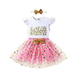 LYQTloml Toddler Kids Baby Girls Birthday Princess Outfits Dress Vest Sleeveless Shirts Tank Top Dot Mesh Tutu Skirt 2PCS Summer Sets A Pink…