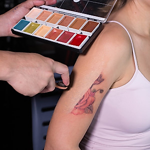 Narrative Cosmetics 12-Color Flesh Tone Alcohol-Activated Palette, Tattoo Cover, Highly Pigmented Professional SFX Makeup for Film, Theatre, TV