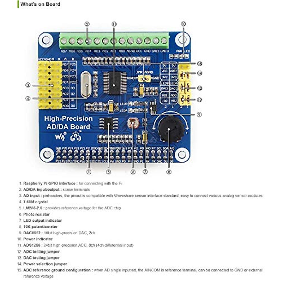 XYGStudy for Raspberry Pi 4B/3B+/3B/2B/B+/A+ Jetson Nano High-Precision AD/DA Expansion Board Sheild Onboard ADS1256 DAC8552 ADC DAC Jumper