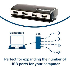 C2G 4 Port USB Hub, Plug and Play USB Hub, 2.0 Aluminium USB Hub for Desktop or USB Hub for Laptop, Silver, C2G 29508