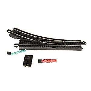 Bachmann Trains - Snap-Fit E-Z TRACK REMOTE TURNOUT - RIGHT (1/card) - STEEL ALLOY Rail With Black Roadbed - HO Scale