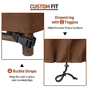 Arcedo Patio Sofa Cover, Waterproof Outdoor 3 Seater Couch Cover, Heavy Duty Outdoor Sofa Cover, Durable Windproof Patio Furniture Sectional Cover, 90W x 34D x 32 H Inch, Brown