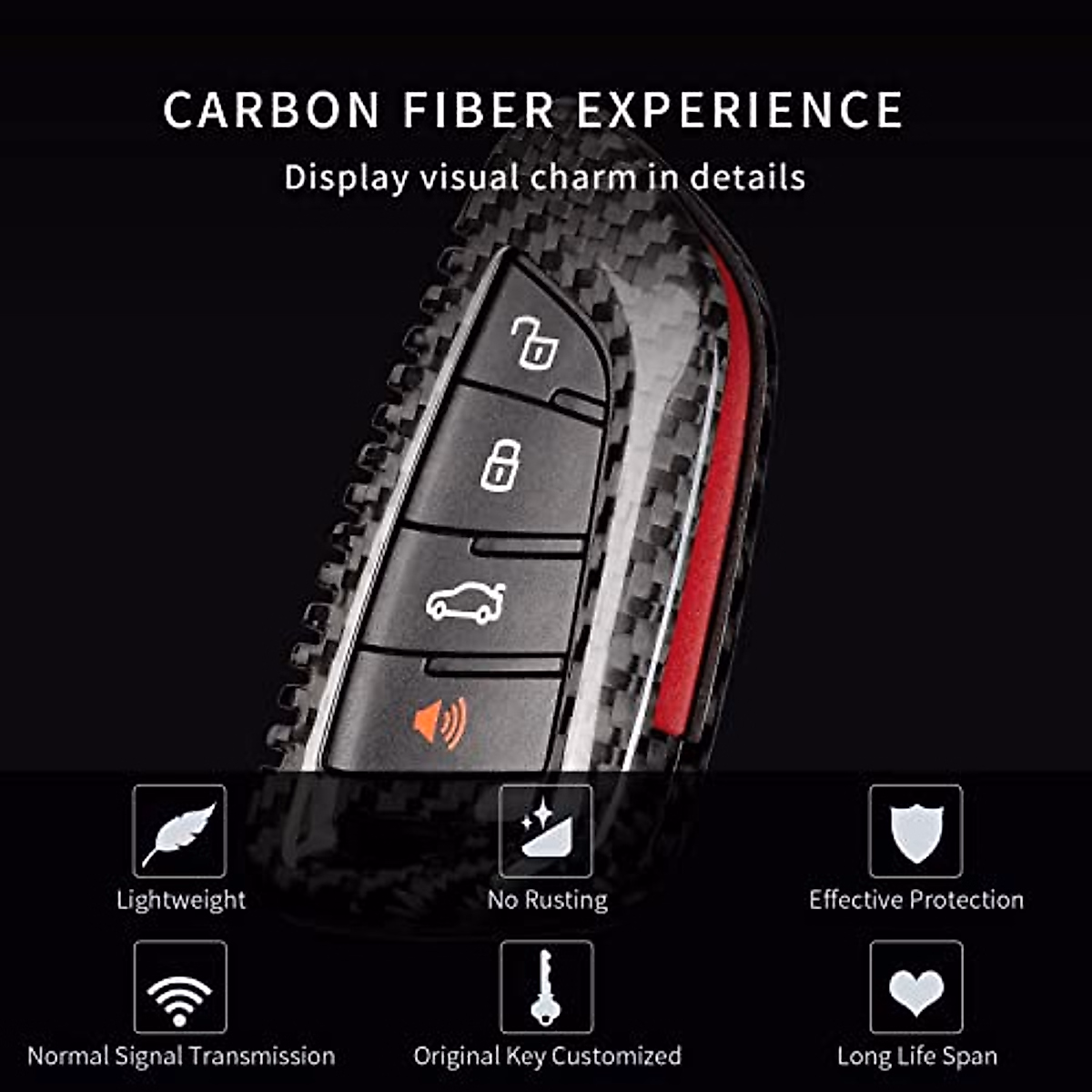 T-carbon Real Carbon Fiber Key Fob Cover Compatible with Toyota, Key Fob Case Protector Compatible with Toyota Supra A90 Remote Key Case, Black