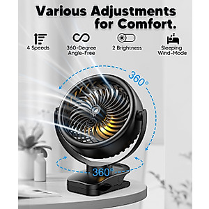 TYZU 7 Inch Portable Fan, Misting Fan, 4000 mAh Battery Operated Fan, Outdoor Misting Fan With 2 Mist Modes & 4 Speeds, 130ml Tank, 360° Rotatable, Clip on fan For Outside Camping Stroller Golf Cart