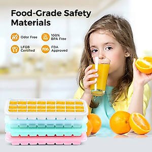 Humbee Ice Cube Tray, Soft Silicone Ice Tray with Lid, Flexible Stackable Ice Cube Trays for Freezer, 1-Inch Cubes (24 Cubes, White)