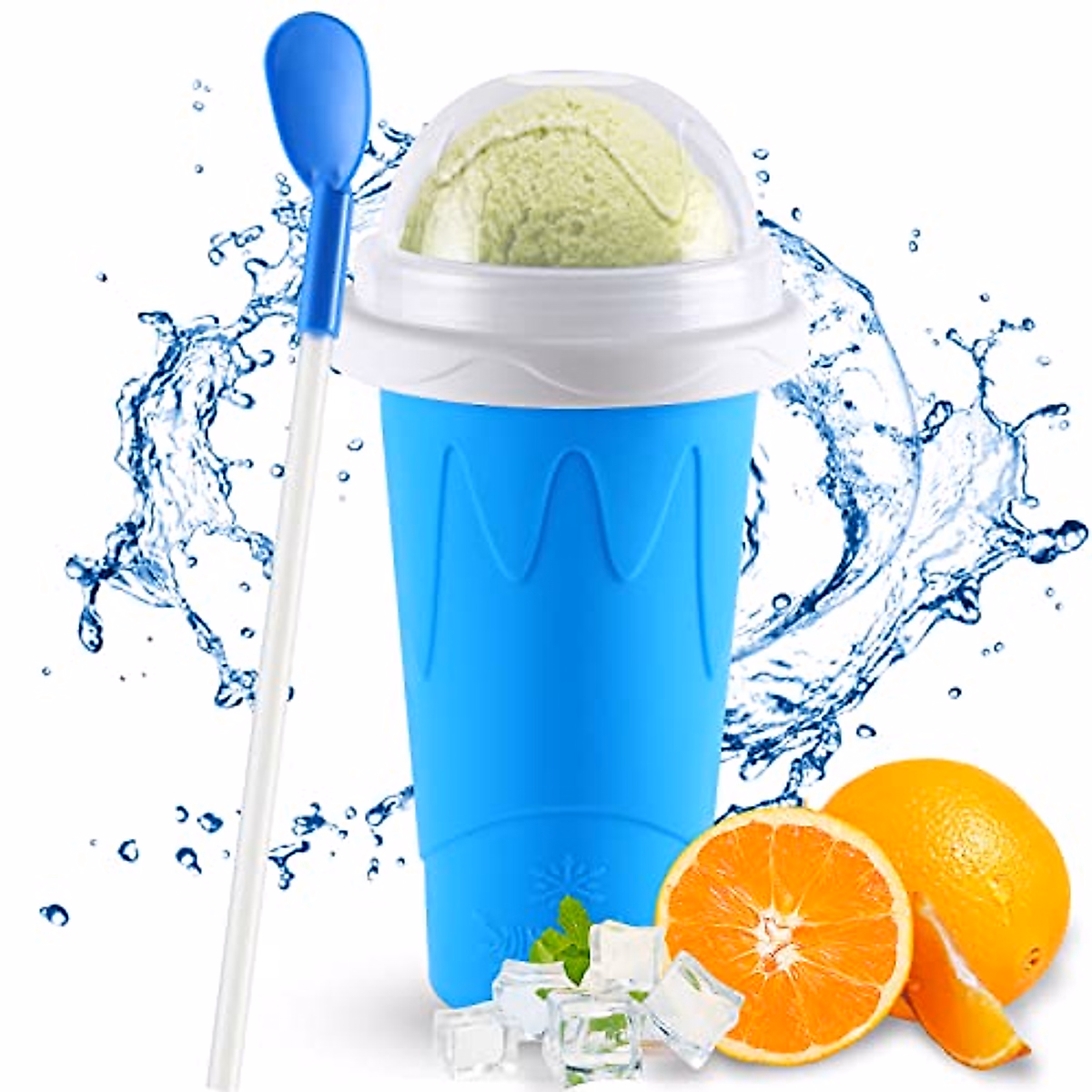 Tgosomt Slushy Cup, Frozen Magic Slushie Maker Cup Squeeze, Cool Fun Stuff Things Gadgets (Blue)