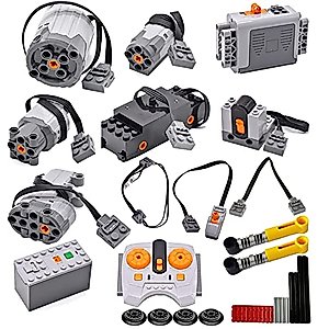 SEEMEY 32Pcs Power Function Kit Set Motor Battery Infrared-Remote-Control Receiver Train Adjustable Speed ​​Motor Parts, Motor Power Change Parts compatible with mainbrands Technic-parts