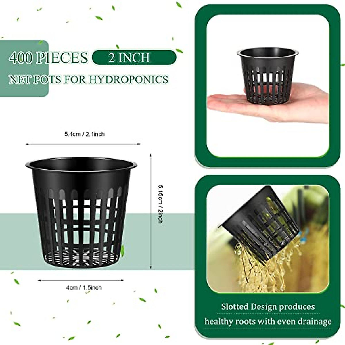 Yinder 400 Pack Net Pots 2 Inch Net Cups Thin Lip Hydroponics Supplies Cups Garden Slotted Mesh Net Cups Aquaponics Garden Slotted Mesh Net Pot Hydroponics Slotted Mesh Cups