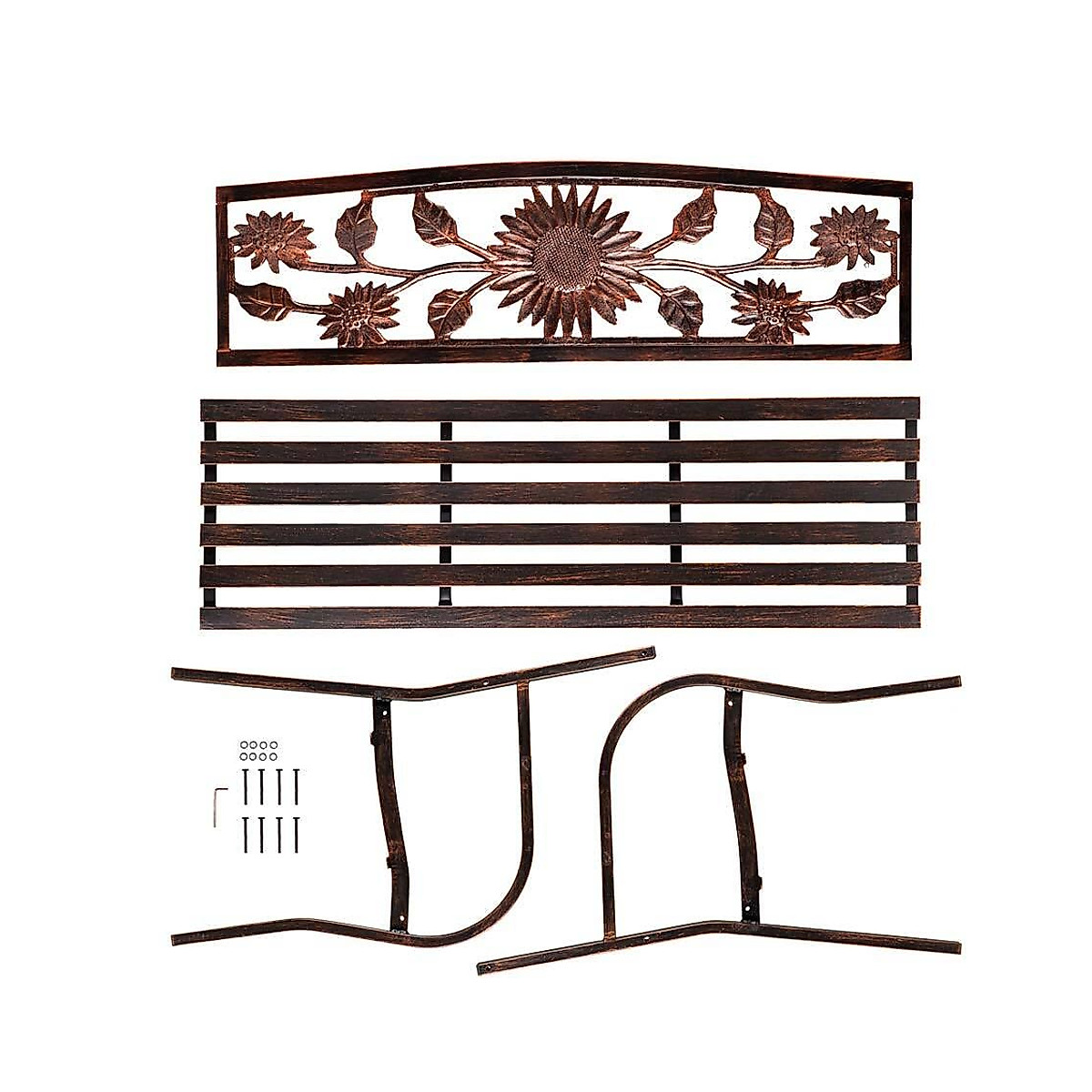 Plow & Hearth Weatherproof Outdoor Bench | Holds Up to 300 lbs | Garden Patio Porch Park Deck | Metal | Bronze