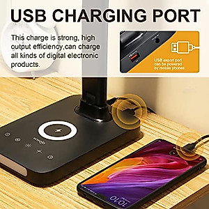 VAVOFO LED Desk Lamp with Fast Charger, USB Charging Port, Desk Light for Home Office with 5 Brightness Levels, Touch Control, 30/60 min Auto Timer, Eye-Caring Dimmable Table Lamp with Adapter