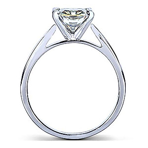 Kobelli Princess Moissanite Solitaire Peg Head Cathedral Engagement Ring 7/8 Carat 14k White Gold, 7