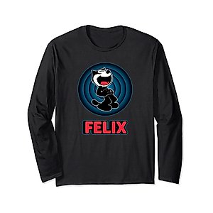 Happy Felix Cat Cartoon Circle Retro Felix Cat Comics Long Sleeve T-Shirt