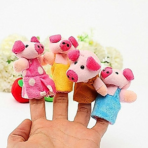 iMagitek Story Telling Time Finger Puppets, The Three Little Pigs Animal Finger Puppet Toy Educational Toys Fairy Tale Toy Plush Puppet Storytelling Doll