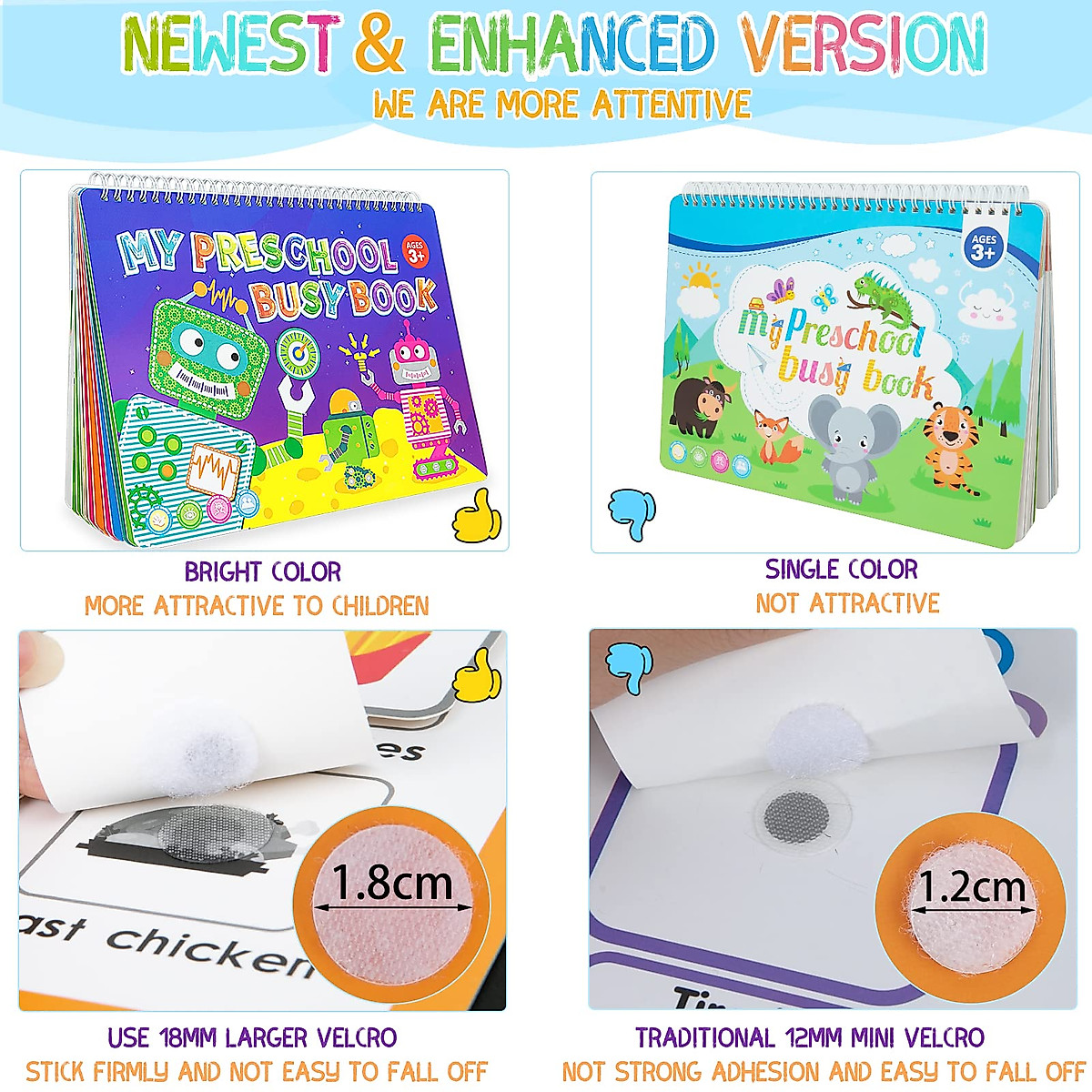 Busy Book, Montessori Toys for Toddlers, Preschool Learning Activities for Kids, Autism Educational Learning Book with 12 Themes, Sensory Toys Busy Board for Kids