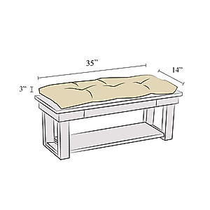 Klear Vu The Gripper Omega Non-Slip Tufted Bench Cushion for Indoor Furniture, Entryway Storage, Bay Window, Corner Nook or Piano Seat, 35 Inches, 01 Ivory