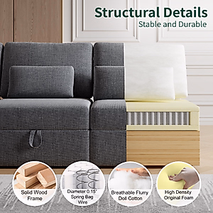 ISHUHL Modular Sectional Sofa with Storage, U Shaped Sectional Sofa with Chaise & Ottomans, Convertible 6 Seat Couch for Living Room with High Supportive Waist Pillow and Cup Holder