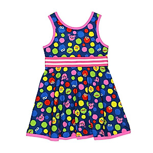 Isaac Mizrahi Loves Sesame Street Elmo Baby Toddler Fit and Flare Soft Dress (3T, Toddler Multicolor)