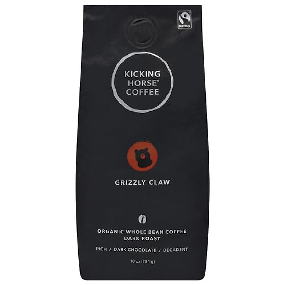 Kicking Horse Coffee, Grizzly Claw, Dark Roast, Whole Bean, 10 Oz - Certified Organic, Fairtrade, Kosher Coffee