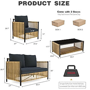 Breezluxe 4-Piece Patio Furniture Set Outdoor Furniture with Thick,Removable & Washable Cushion,Patio Conversation Sets for Backyard Porch Balcony (2 Armchair+Loveseat+Table)