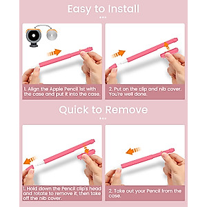 MoKo Silicone Pencil Sleeve for Apple Pencil 1st Generation, Lightweight Apple Pencil Silicone Cover Anti-Slip Grip iPad Pencil Holder with Clip, 3 Nips, Watermelon Red