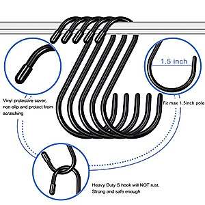 Dreecy 18 Pack 4.5 Inch S Hook for Hanging, Large Vinyl Coated S Hooks Closet Hooks Heavy Duty S Hook, Metal Black Rubber Coated Non Slip Closet S Hooks for Hanging Plants Jeans Bags Pots Jewelry