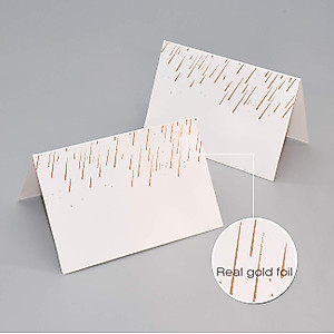 AZAZA 50 Pcs Tent Place Name Cards with Rose Gold - Seating Place Cards for Weddings Banquets Dinner Parties 2.5" x 3.75" (Meteor Shower - Rose Gold)