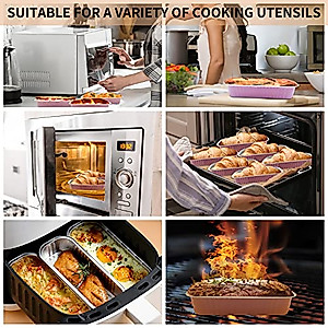 OYEL Mini Cake Pans With Lids 50 Pack, 6.8oz Disposable Rectangle Aluminum Foil Baking Pans,Aluminum Foil Long Baking Cups,cake Liners,Used for Cake Bakery Wedding Birthday Family Party - Pink